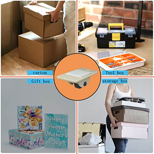 8 Pieces Mini Self Adhesive Wheels, Stick on Wheels, Self Fixed Wheels, Non Swivel Caster, Plastic Wheel for Box Bottom Storage Rack Cabinet Drawer