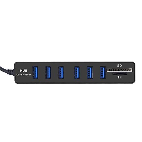 SHYPT USB Hub 2.0 Multi USB 2.0 Hub USB Splitter High Speed 6 USB Card Reader USB Extender for PC Laptop (Color : Black)