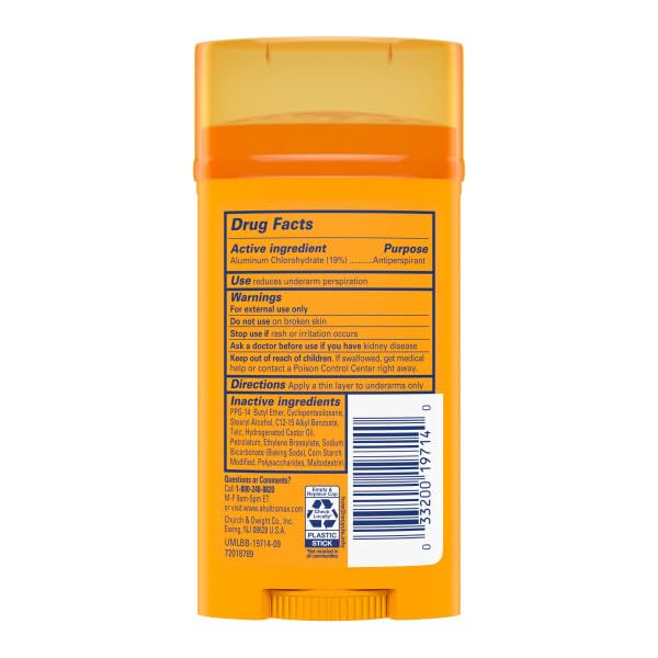 ARM & HAMMER ULTRA MAX Solid Antiperspirant Deodorant, Wide Stick, Unscented, 2.6 oz. (Pack of 5)