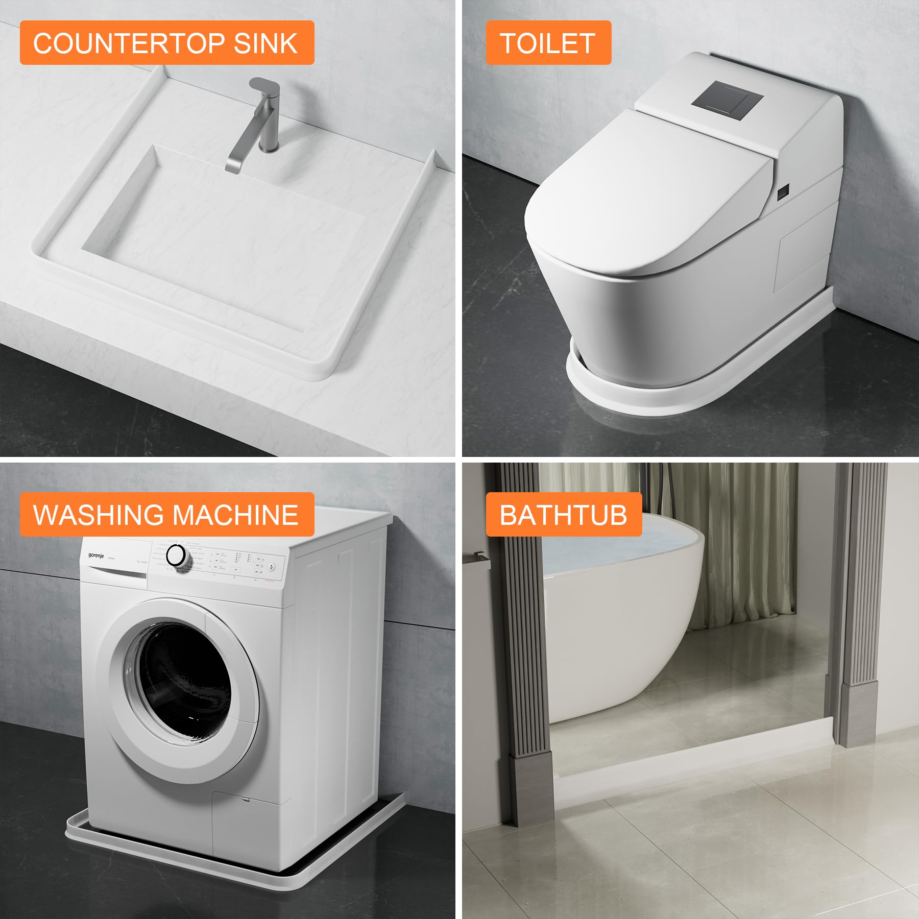 3.8" High Shower Threshold Water Dam Collapsible 70 Inch Shower Water Splash Guard for Shower Water Blocker for Wet and Dry Separation Bathroom and Kitchen