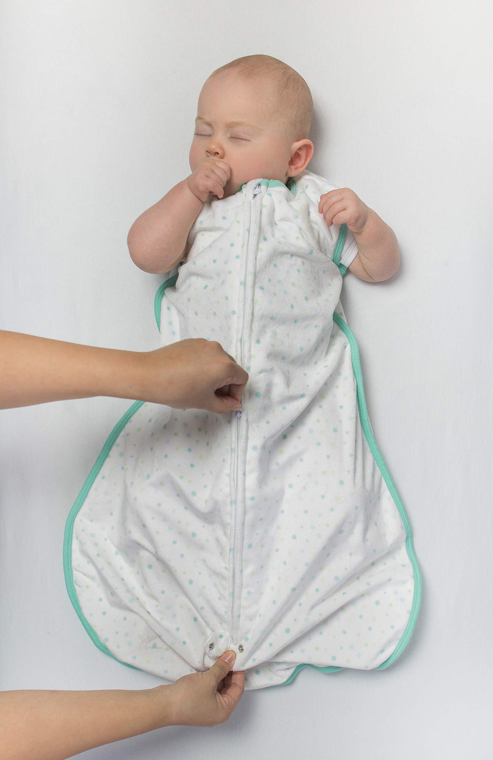 Amazing Baby Microfleece Sleeping Sack, Wearable Blanket with 2-Way Zipper, Use After Swaddle Transition, Playful Dots, SeaCrystal, Large 12-18 Month