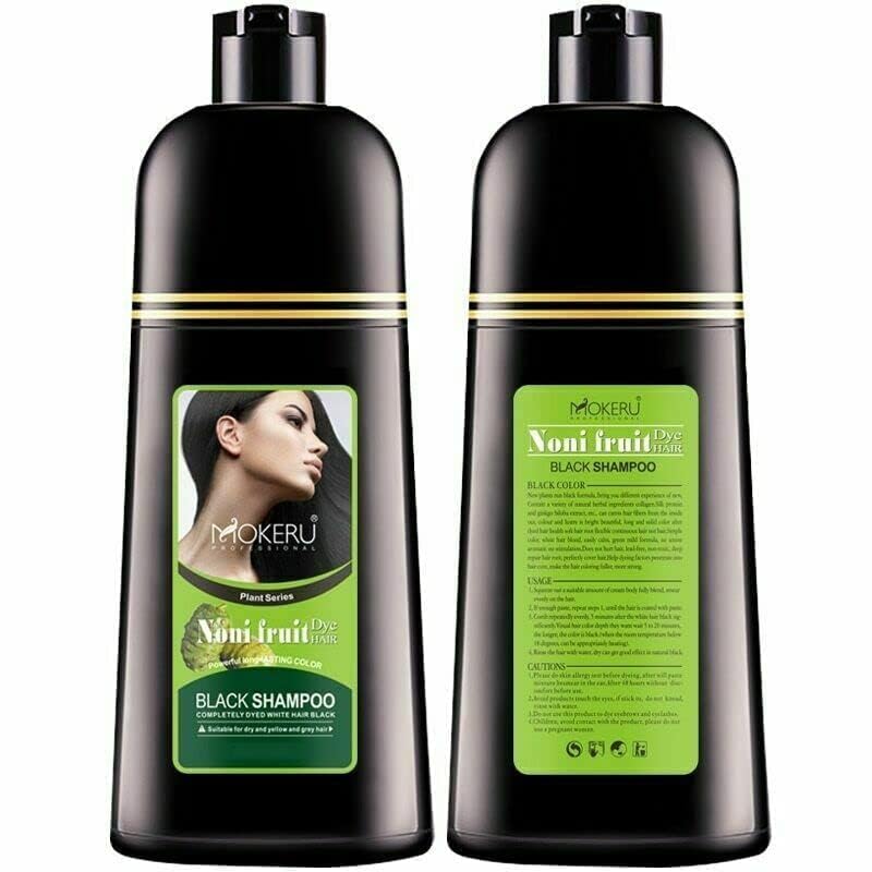 XINGYUSP Mokeru Organic Natural Fast Hair Dye, Only 5 Minutes Noni Plant Black Shampoo 500ml