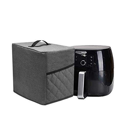 Air Fryer Dust Cover with 2 Accessory Pocket,Waterproof,Easy cleaning (FIT FOR 5-6 QUART, Gray)