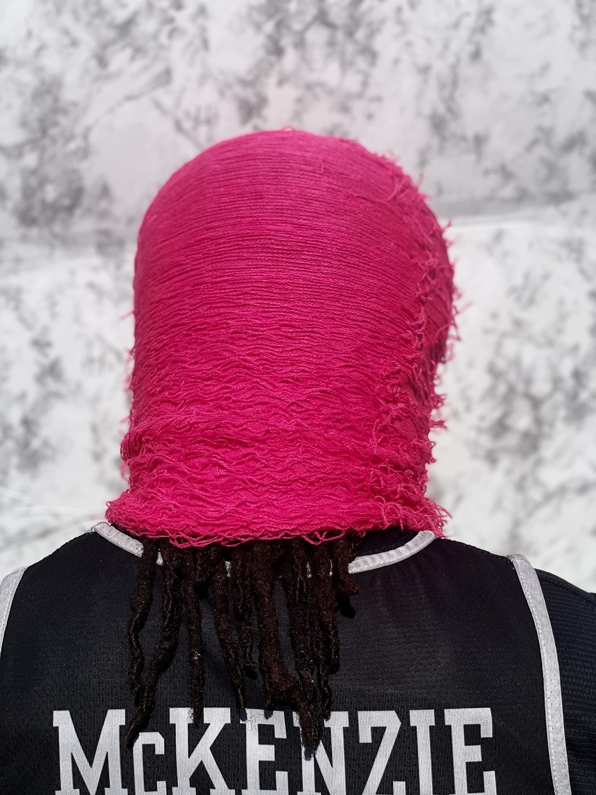 2 Pcs Balaclava Distressed Knitted Full Face Ski Mask Windproof Black and Pink for Men and Women One Size Fits All
