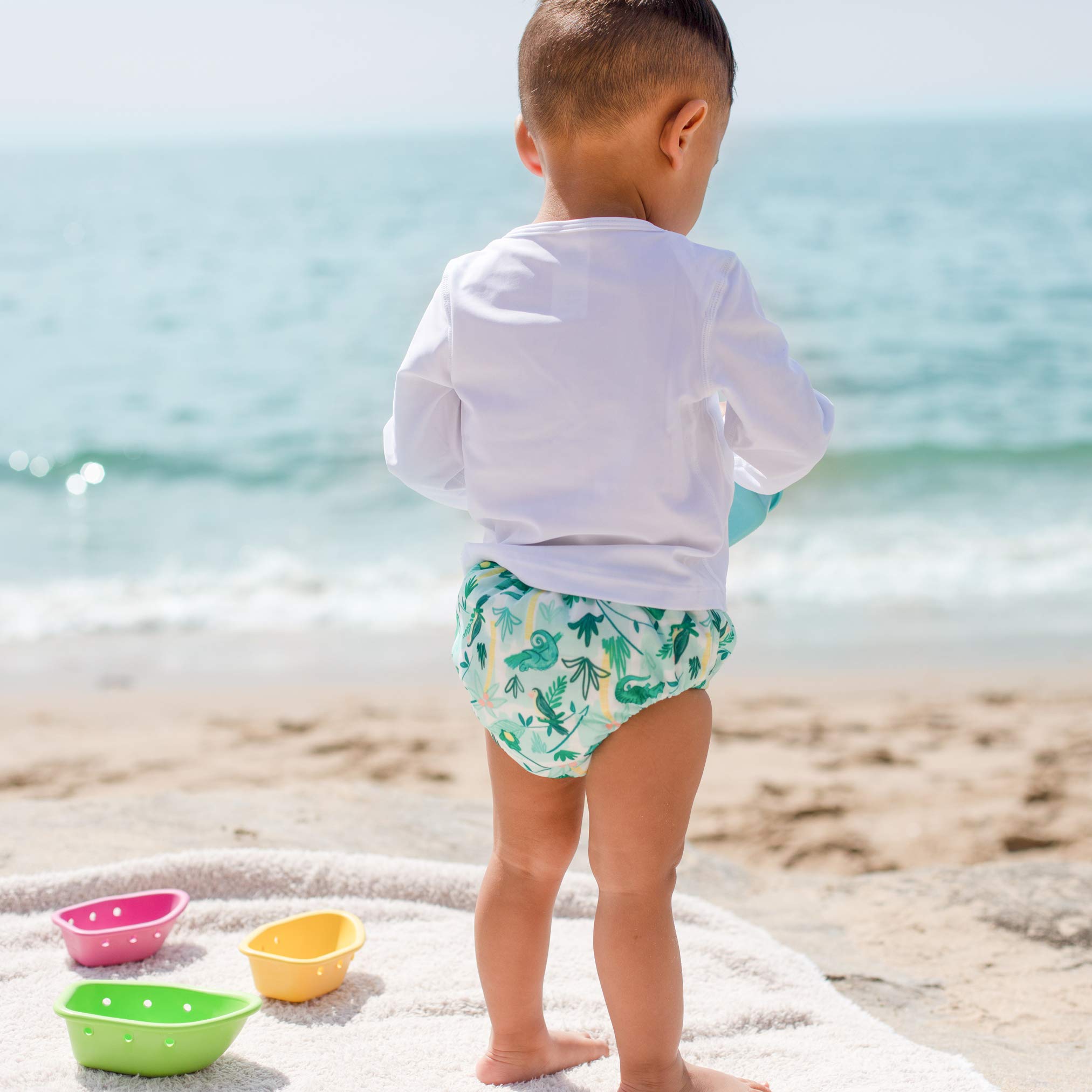 i Play Boys Reusable Absorbent Baby Swim Diapers Green Tropical Jungle 12 Months
