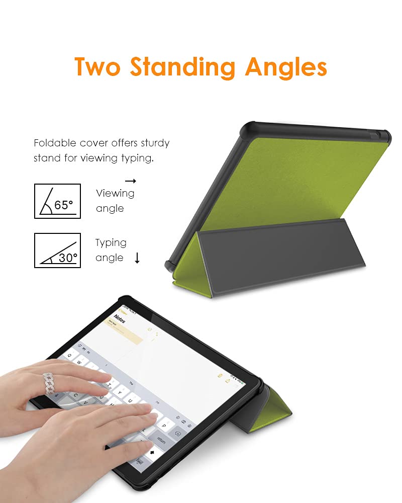 DTTO Case for All-New Fire HD 10 & 10 Plus Tablet (Only Compatible with 11th Generation Tablet, 2021 Release), Slim PU Leather Trifold Stand Cover Hard Back Shell with Auto Sleep/Wake, Spring Green