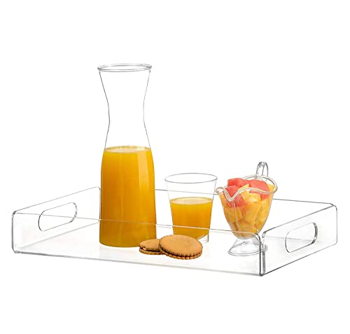 Acrylic Tray Tea Tray and Coffee Table Tray Breakfast Tray Clear Acrylic Serving Tray with Handles