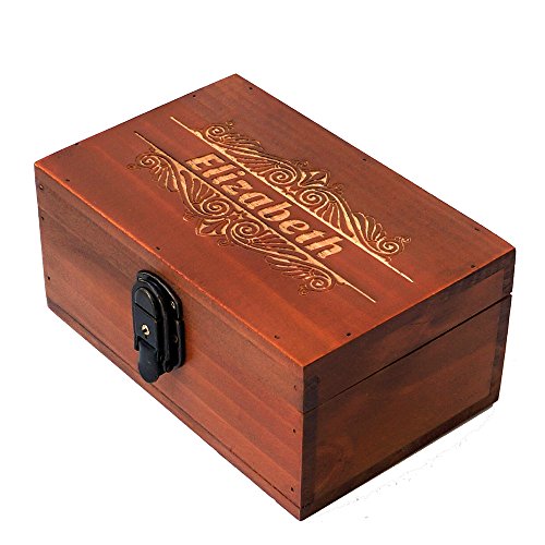 Awerise Personalized Wooden Keepsake Box w/Lock Key, Custom Jewelry Box, Bridesmaid Box, Mother Gift