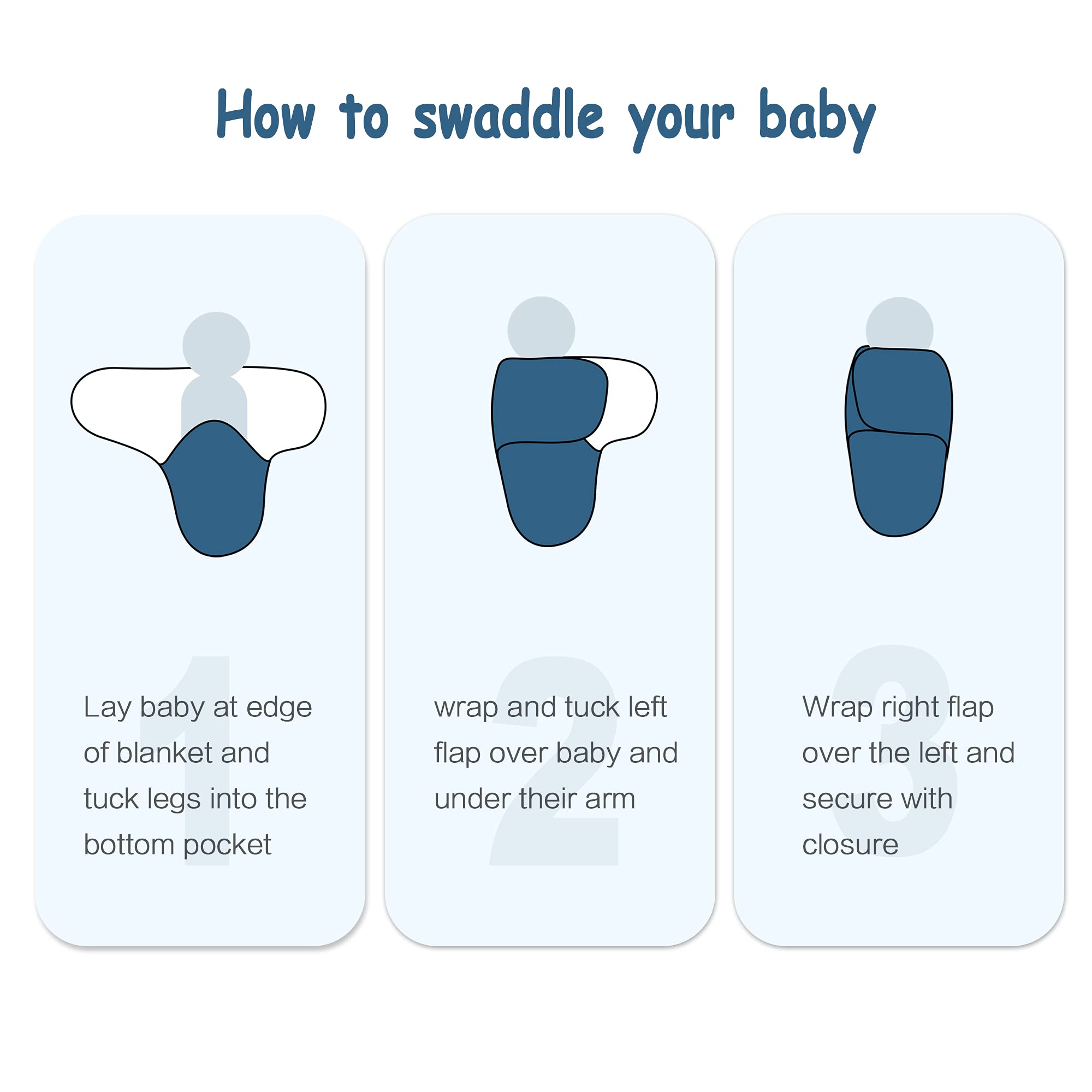 SEZUO Boys Swaddle Set, Large, 3pcs Wrap Blankets with 3pcs Baby Cotton Caps,3-6 Months (Doodle Dinosaur)