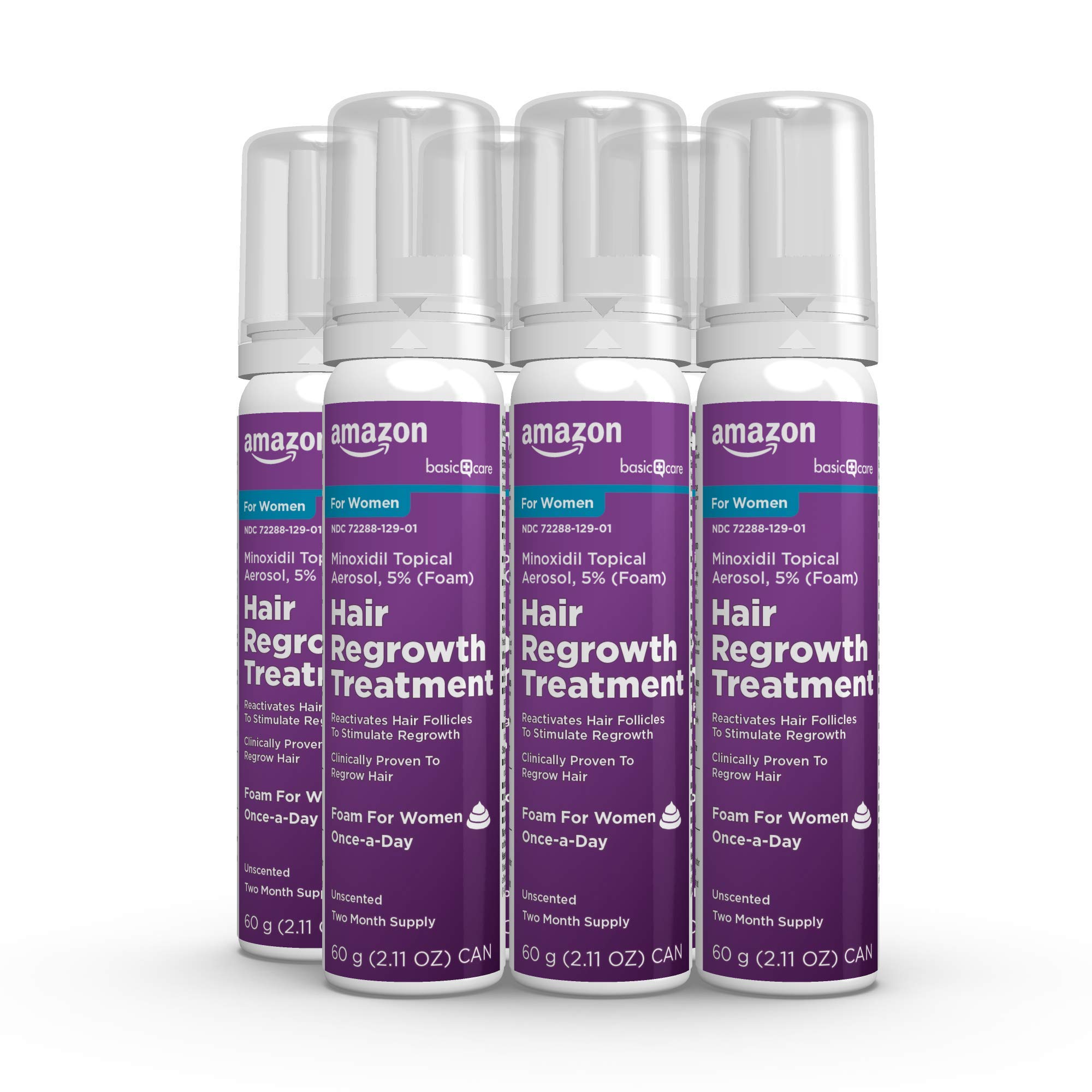 Amazon Basic Care Hair Regrowth Treatment For Women, Minoxidil 5% Topical Aerosol (Foam), 12 Month Supply, Unscented, 2.11 ounce (Pack of 6)