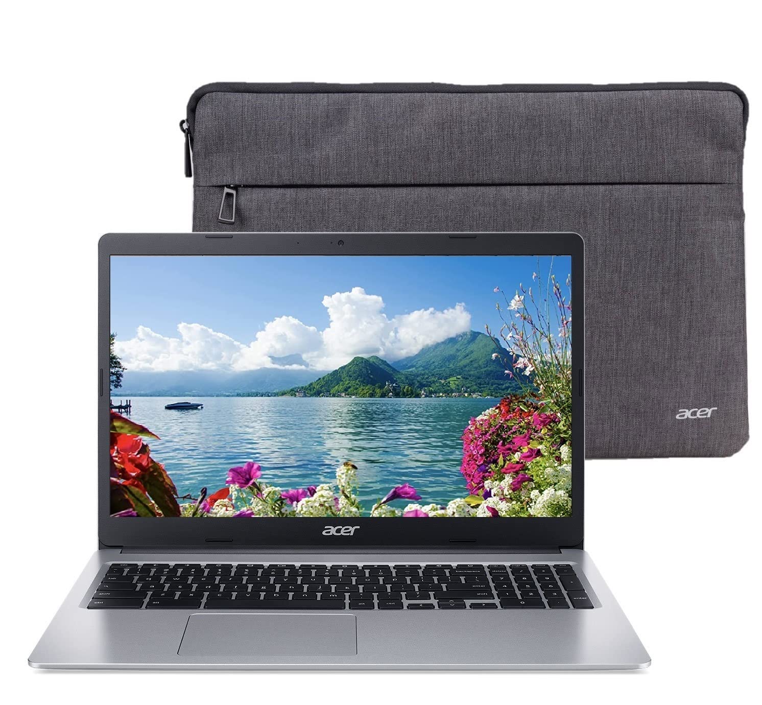 Acer Chromebook 315 Laptop Computer 15.6” HD Display Intel Celeron N4020 Processor(Up to 2.6GHz) 4GB RAM 32GB eMMC+128GB Card, Protective Sleeve, HD Webcam,WiFi,12+ Hours Battery,Chrome OS|TGCD bundle
