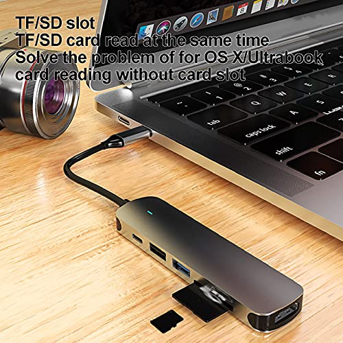 USB Adapter, USB C Hub 6 in 1 Type-C Adapter 4K x2K 3840 x 2160 Resolution USB 3.0 5Gbps USB 2.0 480Mbps Docking Station Adapter for Lenovo