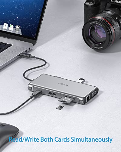 USB C Hub VGA Adapter, YIYOO 10-in-1 Docking Station with Ethernet 1000Mbps, VGA, 4K USB C to HDMI, 2 USB 3.0, 2 USB 2.0, Micro SD/TF Card Reader, USB-C PD 3.0, Compatible for Laptops, Computers