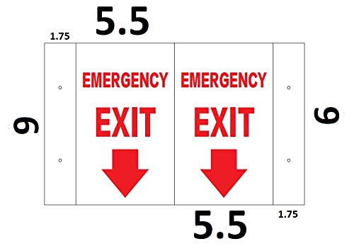 Emergency EXIT Arrow Down 3D Projection Sign/FIRE Extinguisher Hallway Sign (White/RED,Plastic,5.5x9)-Les Deux cotes line