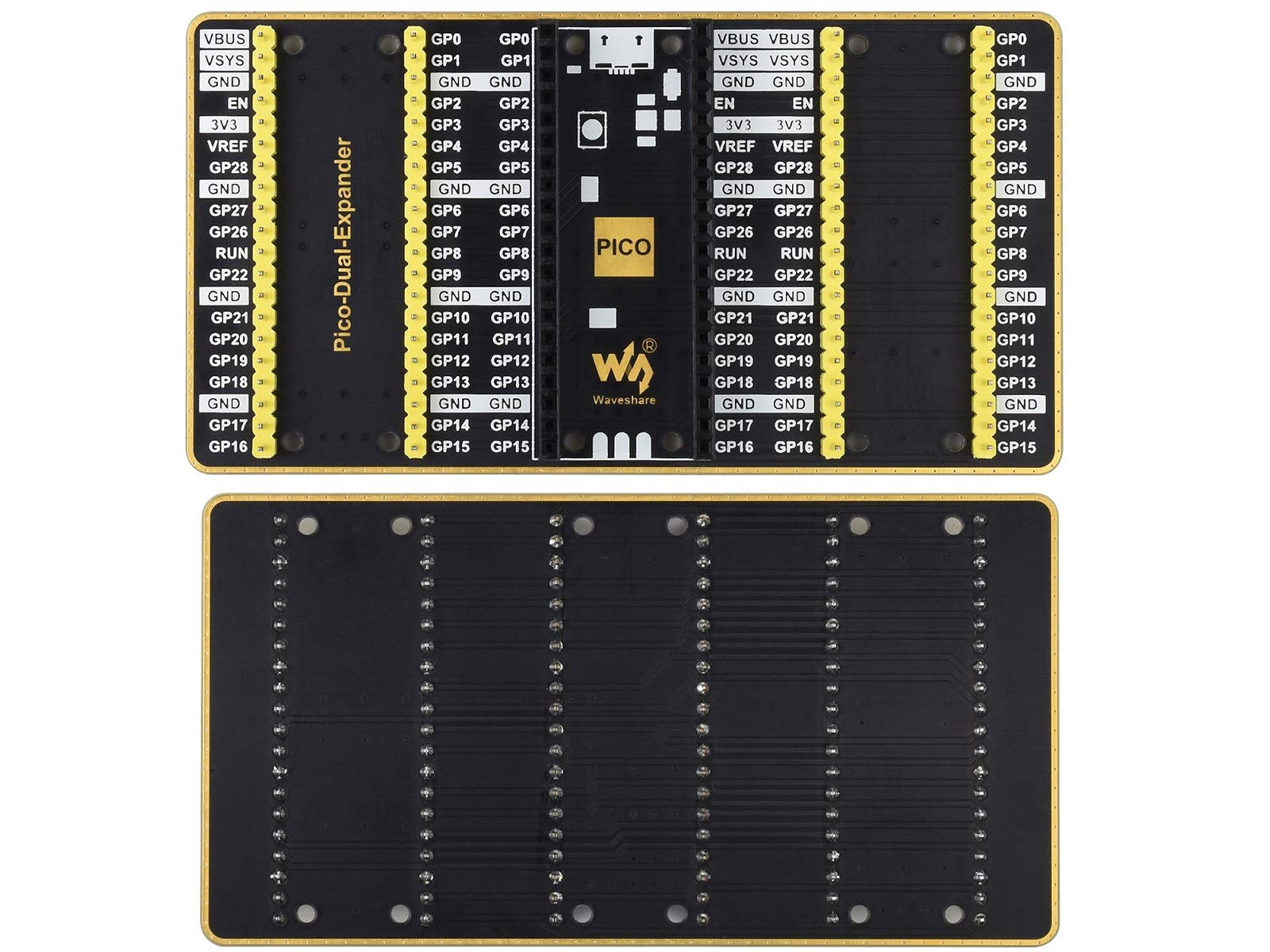 Dual GPIO Expander for Raspberry Pi Pico Microcontroller Board Two Sets of Standard Raspberry Pi Pico GPIO 2x20 Male Headers for Connecting More Expansion Modules