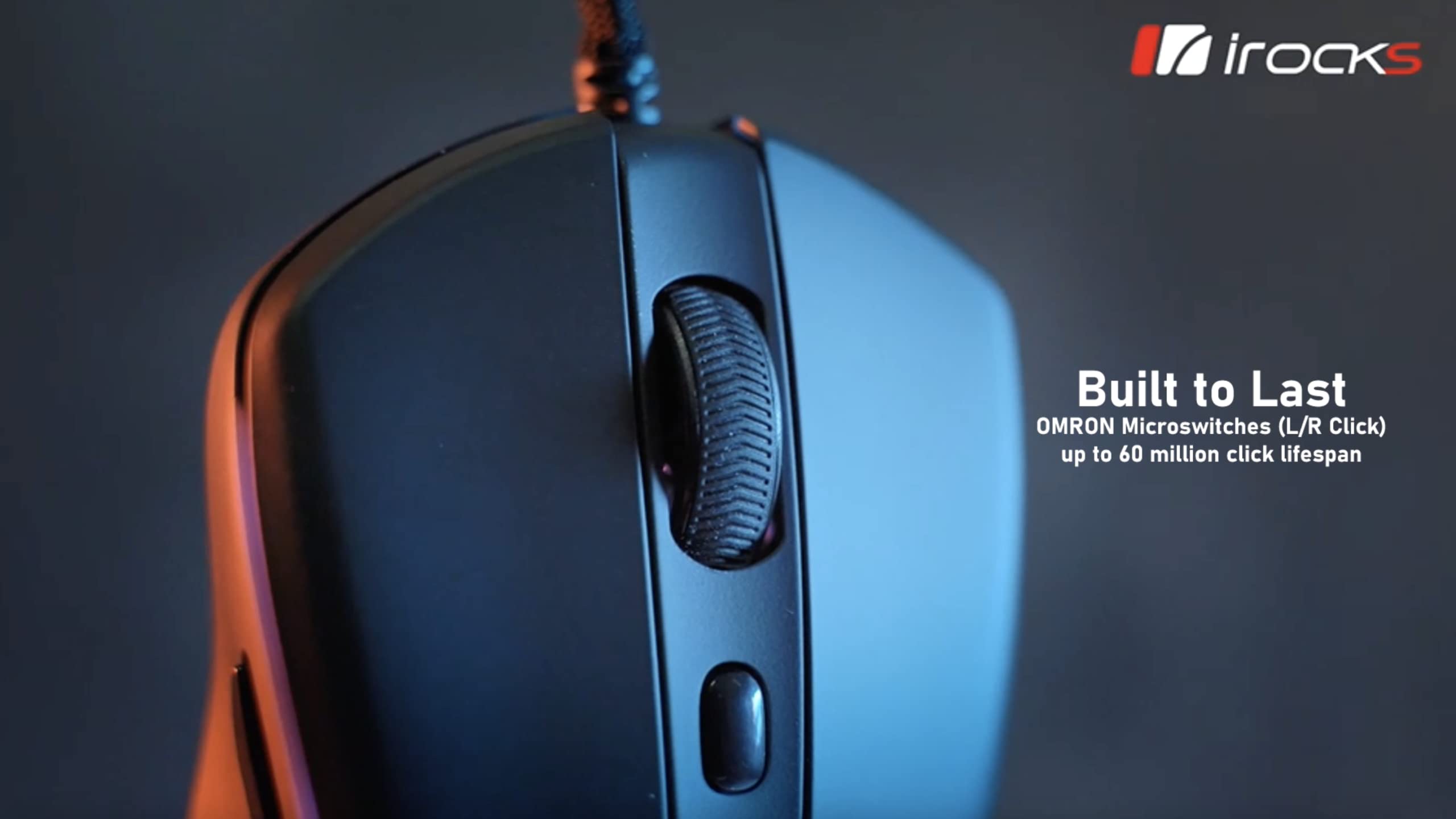 i-rocks M40E Esports Grade Ultralight 62g Performance Gaming Mouse with D2FC-F-K(60MN) Micro Switches, PMW 3389 Optical Sensor (Up to 16,000 DPI) & RGB Lighting