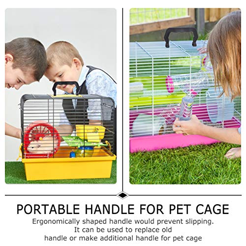 POPETPOP 10pcs Replacement Pet Cage Crate Handles Plastic Cage Handles for Squirrel Hedgehog Rabbit Chinchilla Hamster Black