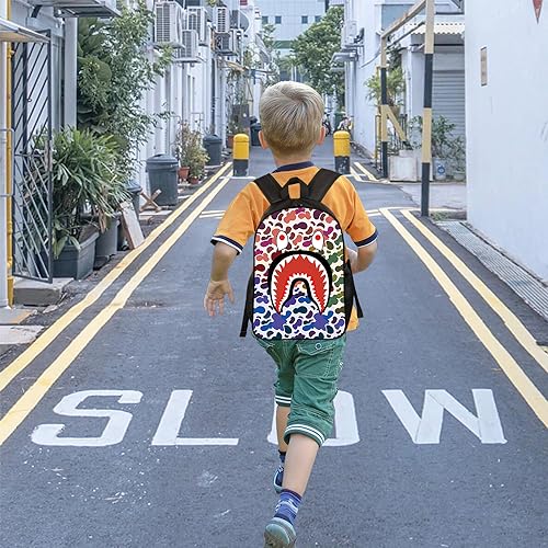 17" Camouflage Shark Backpack Large Fashion Casual Backpack School Bag 3D Printed Laptop Backpack Suitable for School, Travel and Work (Camouflage-2)