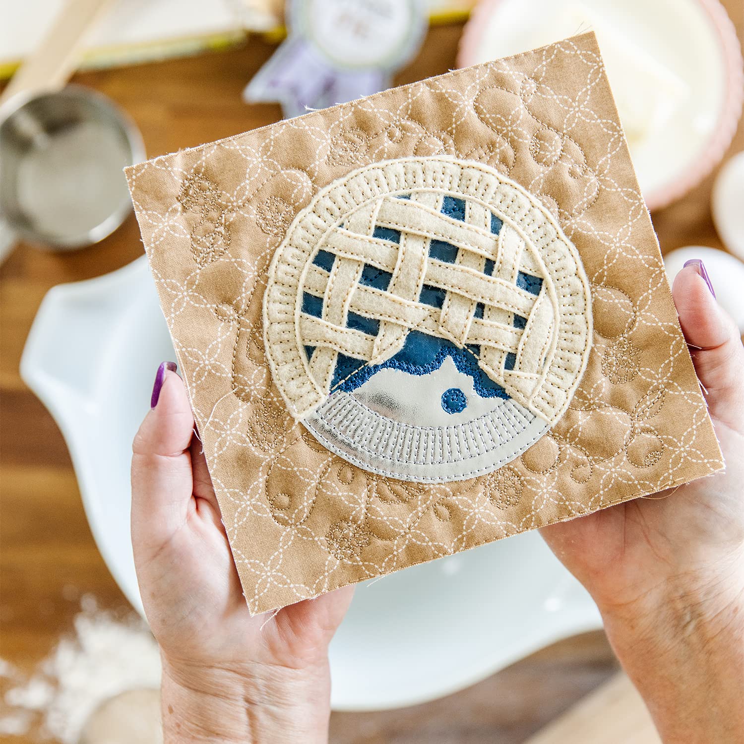 Kimberbell Embellishment Sweet As Pie Bench Pillow Kit: (15Pcs) Includes: Cork, String Leather, Felt, Flexi Foam, Vinyl, Pins, Pair with Bench Pillow Machine Embroidery Design KD5118