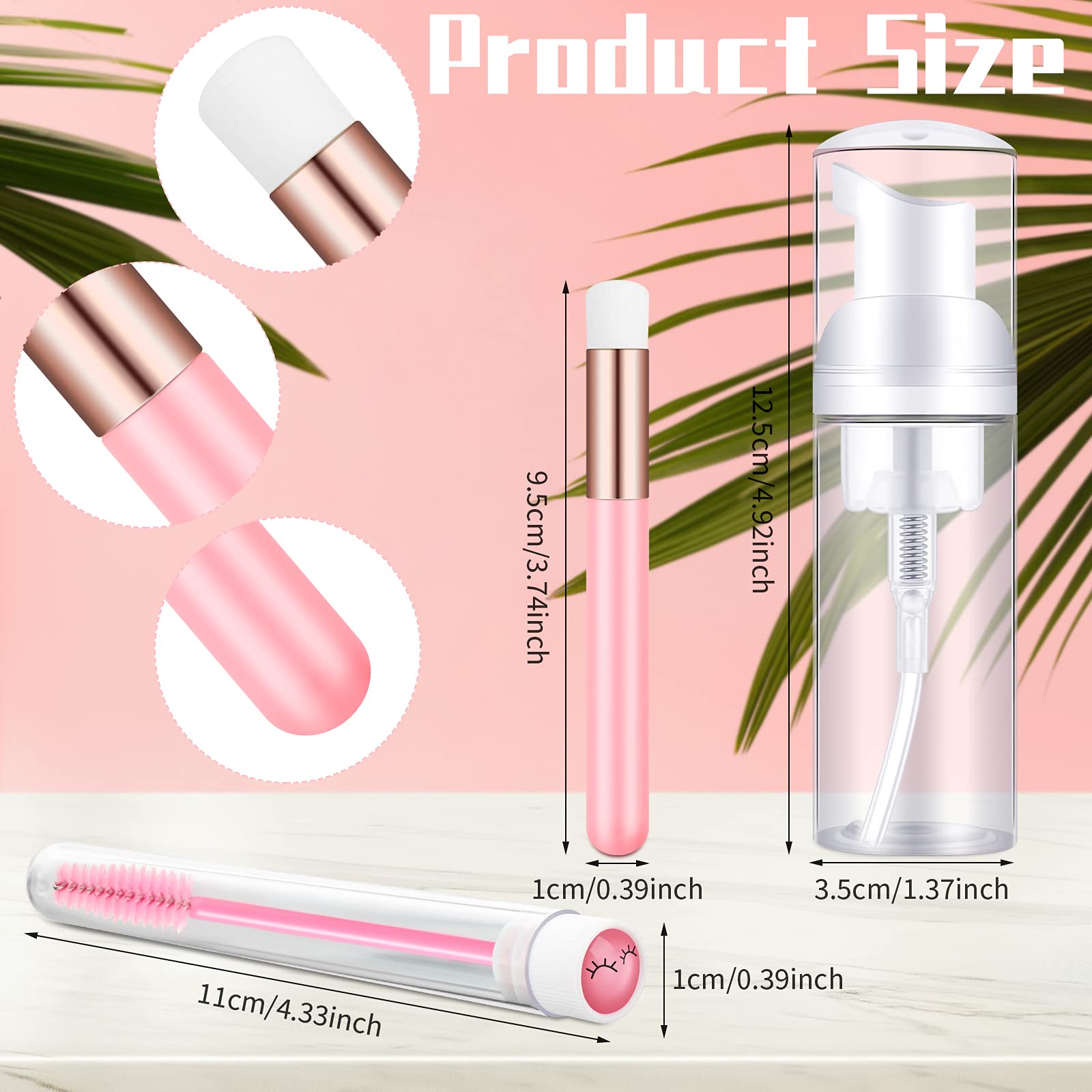 30 Pieces Nose Brushes Set 1.8oz Empty Bottle Travel Soap Bottle and Lash Shampoo Brushes Diamond Eyelash Foaming Soap Pump Dispenser Lash Wand Makeup Tool for Women, 50ml(Black)
