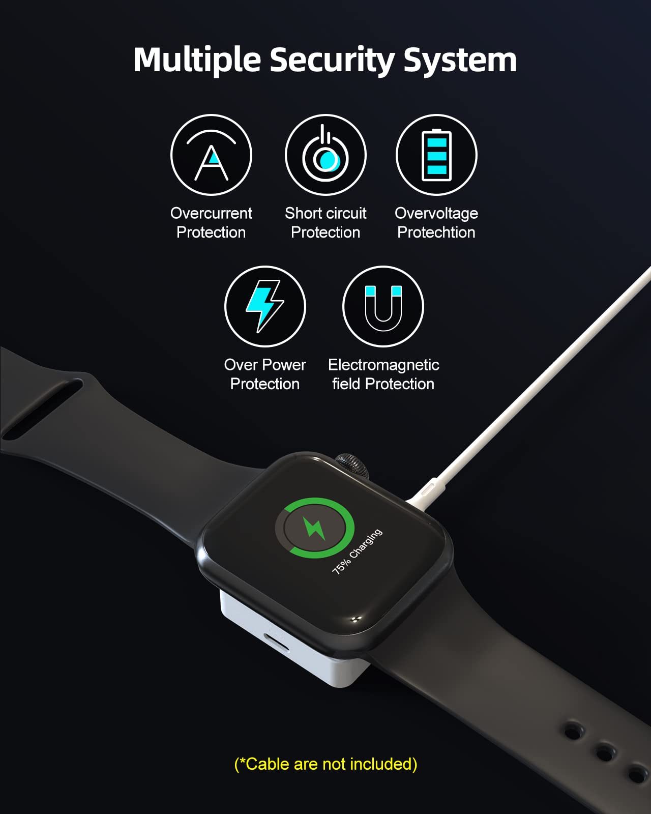iFory Watch Charger Designed for Apple Watch Series 6/SE/5/4/3 MFi Certified Magnetic Wireless Charger with Dual Port USB C and Lightning - CloudWhite