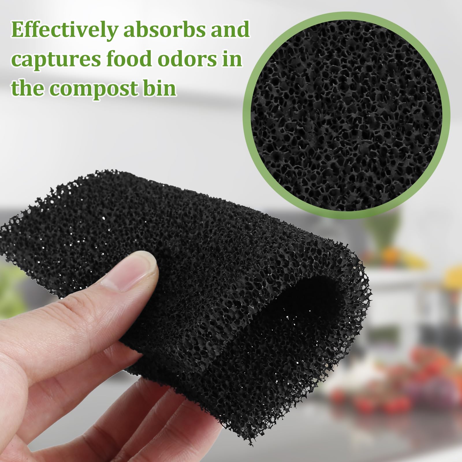 12Pcs Charcoal Filters for Kitchen Compost Bin 12cm Square Activated Carbon Compost Bin Filters Efficient Replacement Compost Filters Compost Bin Kitchen Charcoal Filter 5mm Thick for Countertop Bin β
