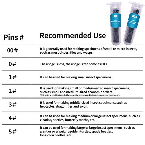 Fpxnb 350 Pcs Stainless Steel Insect Pins in 7 Sizes, Specimen Entomology Pins and Butterfly Collections Needle for School Lab Butterfly Collectors with Vials & Labels