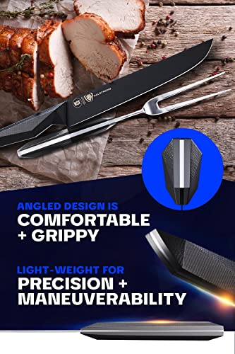 Dalstrong Carving Knife & Fork Set - 9" Blade - Shadow Black Series - Black Titanium Nitride Coated - High Carbon - 7CR17MOV-X Vacuum Treated Steel- Sheath - NSF Certified