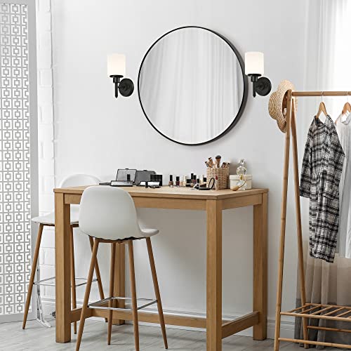 Design House 588210 Aubrey Transitional 1-Light Indoor Wall Light Dimmable Frosted Glass for Hallway Foyer Bathroom, Matte Black