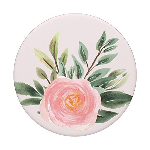 Blush Pink Peony Cute Peach Floral Peonies Bloom with Leaves PopSockets PopGrip: Swappable Grip for Phones & Tablets