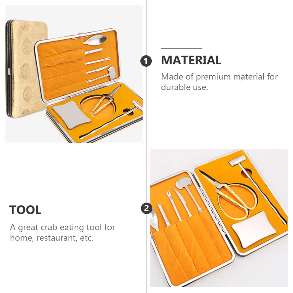 Cabilock 8pcs Seafood Tools Set Lobster Crackers and Picks Stainless Steel Seafood Forks Crab Leg Cracker Shrimp Tools Silver