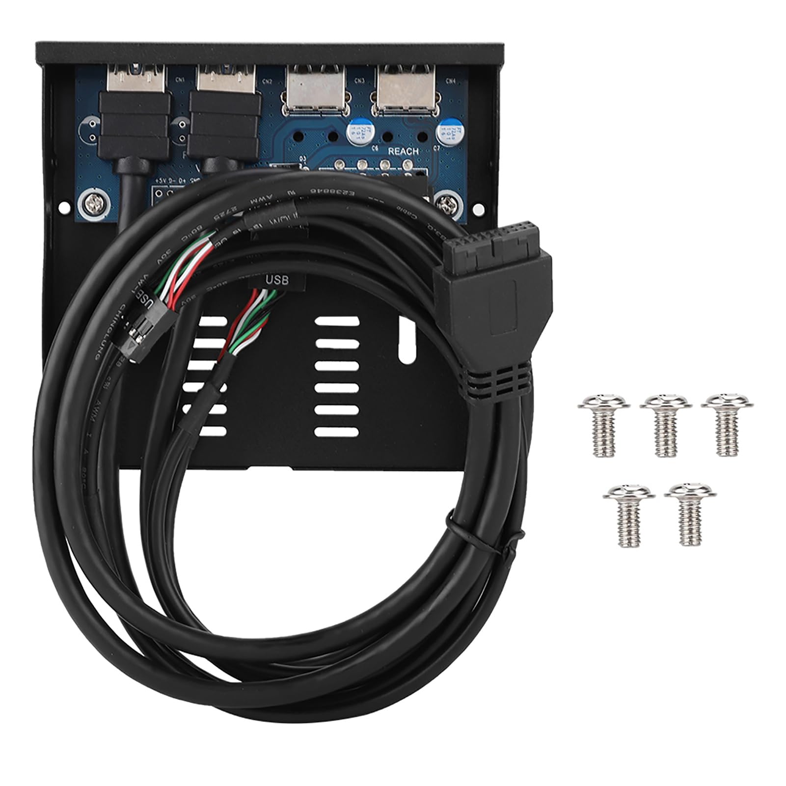 ASHATA USB Front Panel,3.5-inch 19PIN/9 Pin High Speed USB3.0+USB2.0 4-Port Floppy Drive Front Panel,USB 3.0 Front Panel 3.5 Plug and Play,Easy to Install