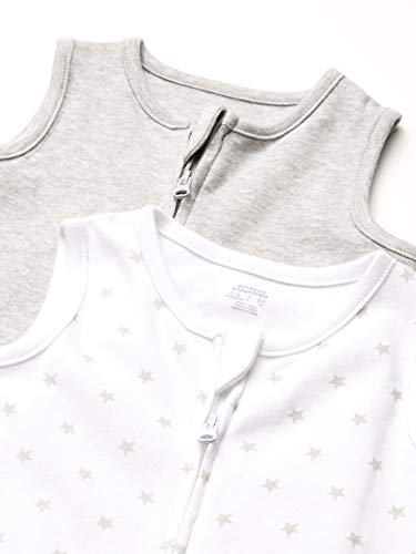 Amazon Essentials Unisex Babies' Cotton Sleep Sack, Pack of 2, Grey, Stars, 6 Months