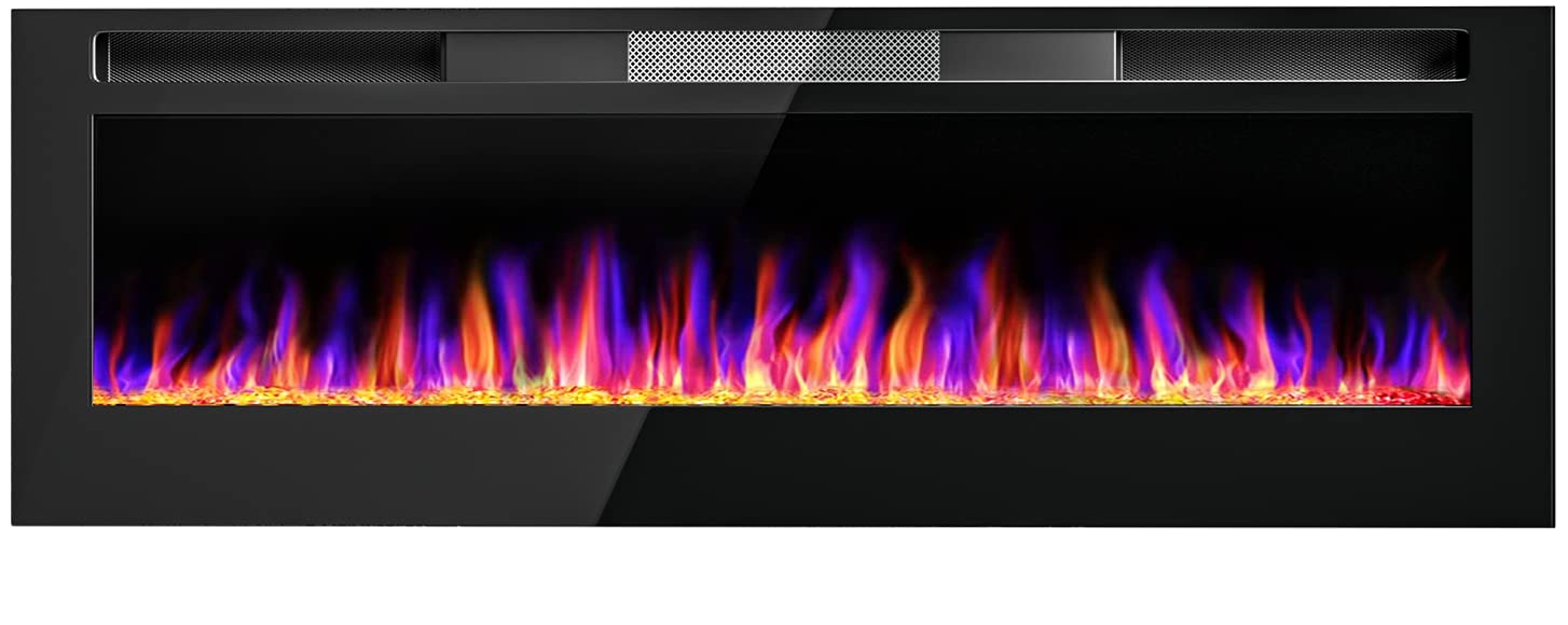 36" Inch Electric Fireplace in-Wall Recessed and Wall Mounted Fireplace,Linear Fireplace with Multicolor Flame,Ultra-Thin Fireplace Heater,Touch Control Panel,Timer,Remote Control, 750/1500W