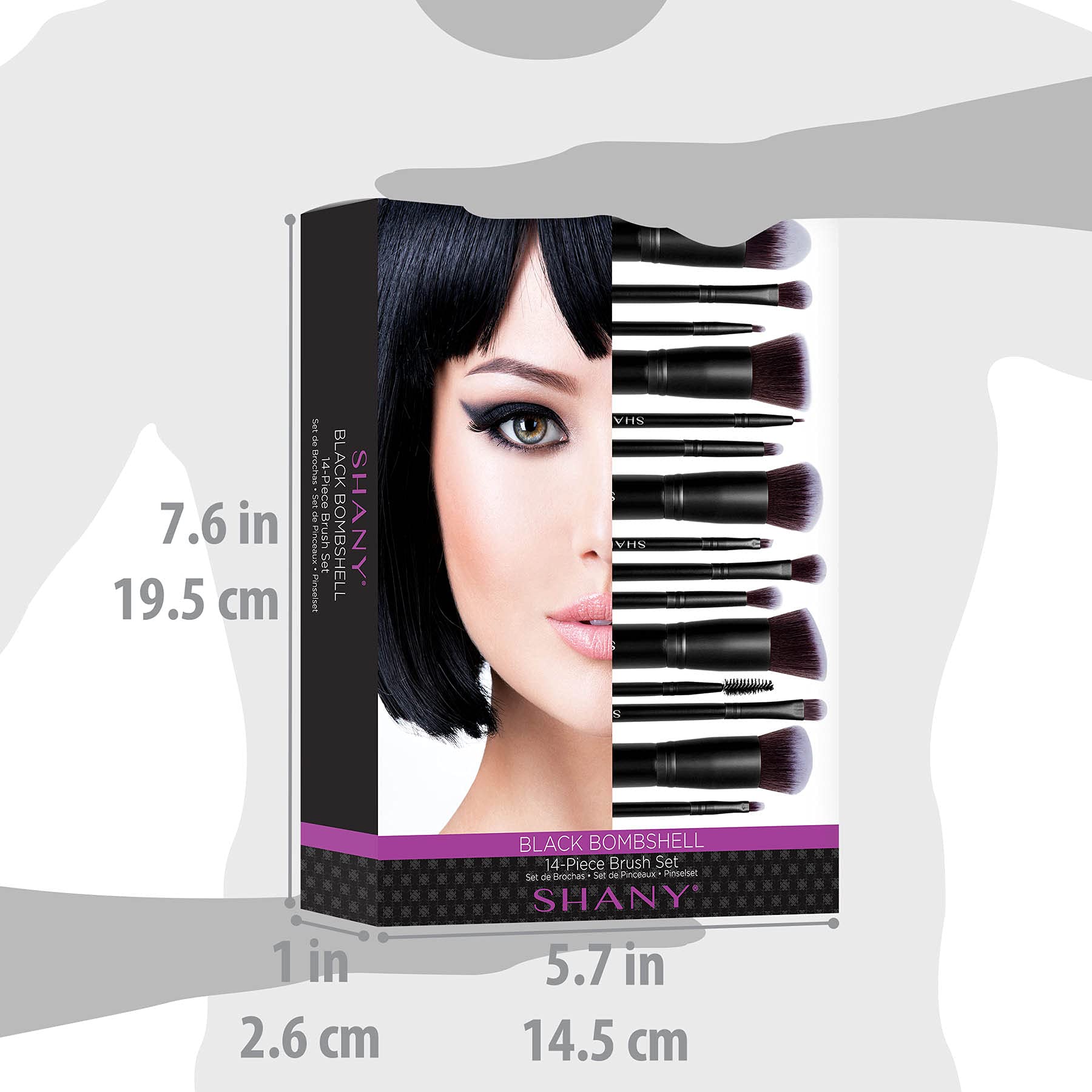 SHANY Makeup Brushes - Black Bombshell - 14-Piece Brush Set β Foundation Powder Concealers Eye Shadows Makeup brushes - Complete Kabuki Makeup Brush Set in Black - 14 PCS