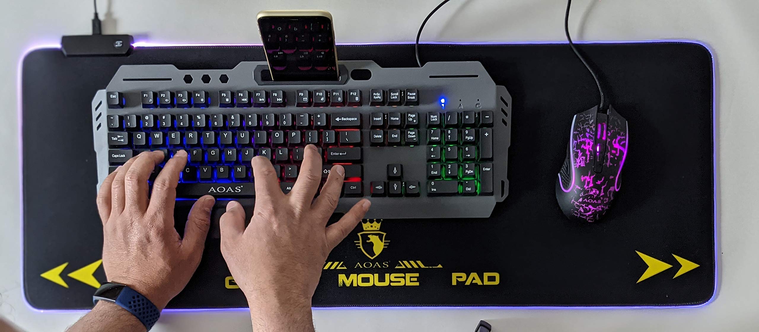 Illuminated Gaming Keyboard Model M-1000, Ergonomic Design, Waterproof and Anti-Skid Design, Support Multiple System, Constant Light/Breathing Mode Switch, Strong USB Cable 1.5m (5 ft.)