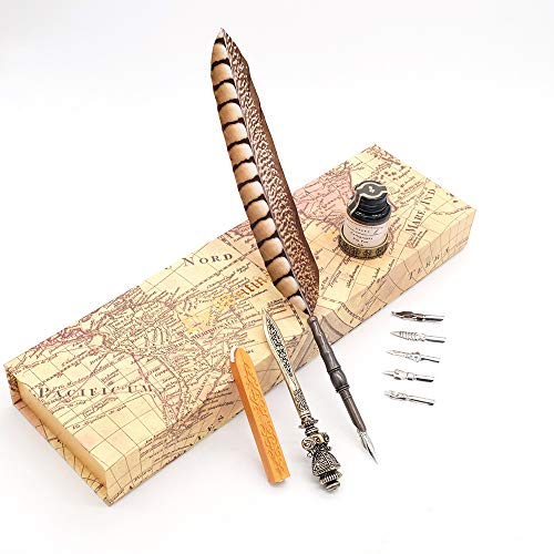 Antique Feather Copper Pen Stem Metal Nibbed Pen Writing Quill LL-14