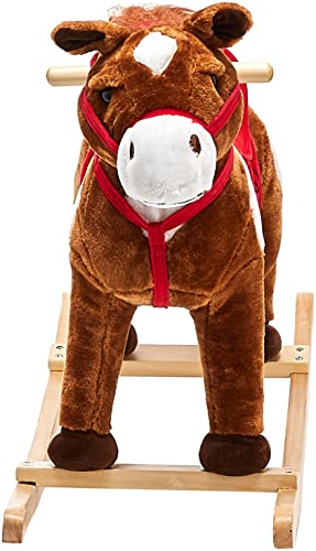 Animal Adventure | Real Wood Ride-On Plush Rocker | Chestnut Horse | Perfect for Ages 3+, 28" x 12" x 22"