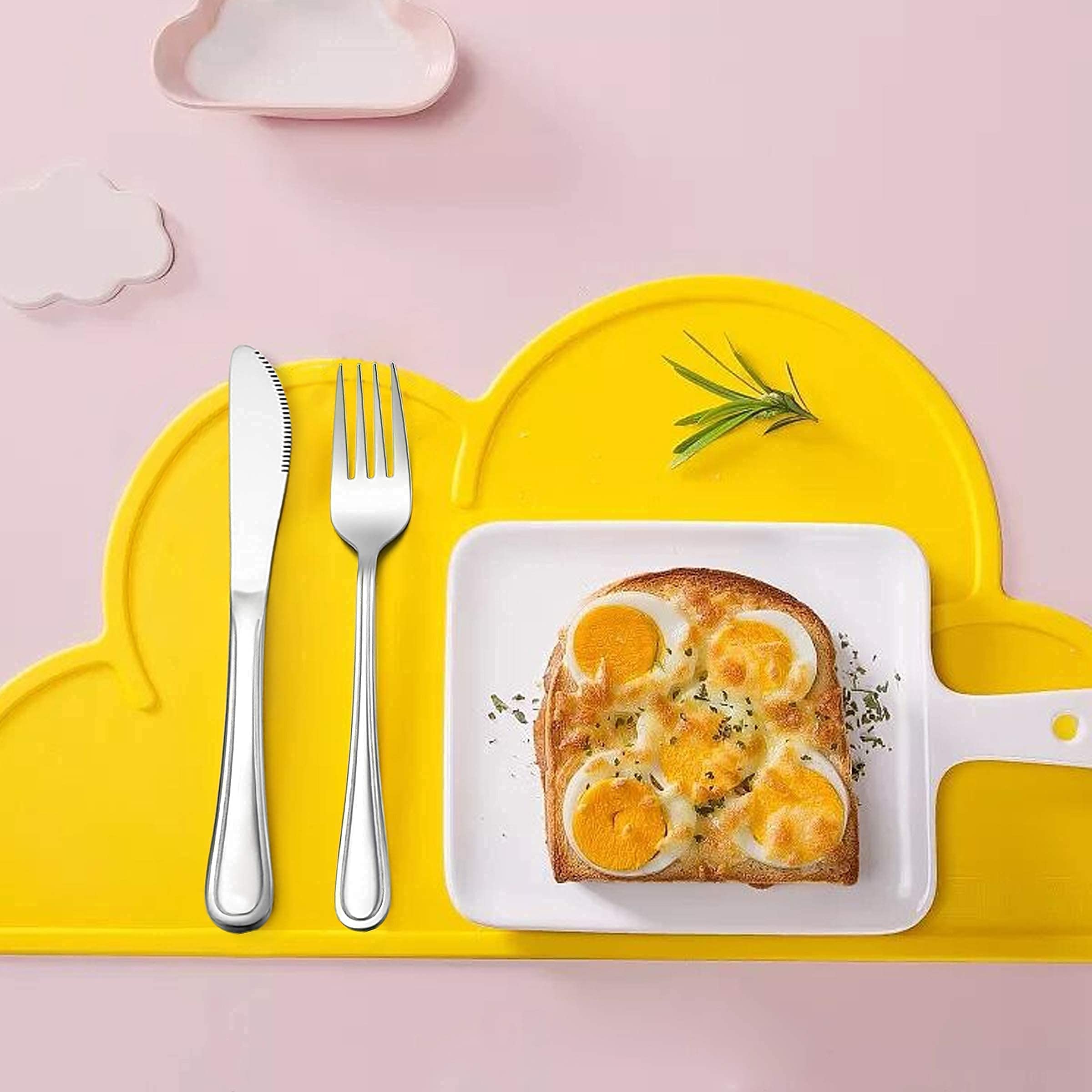 LIANYU 18-Piece Kids Silverware Set, Include 7 Children Spoons, 7 Toddler Forks, 4 Kids Knives, Stainless Steel Toddler Utensils Flatware Set, Mirror Finished, Dishwasher Safe