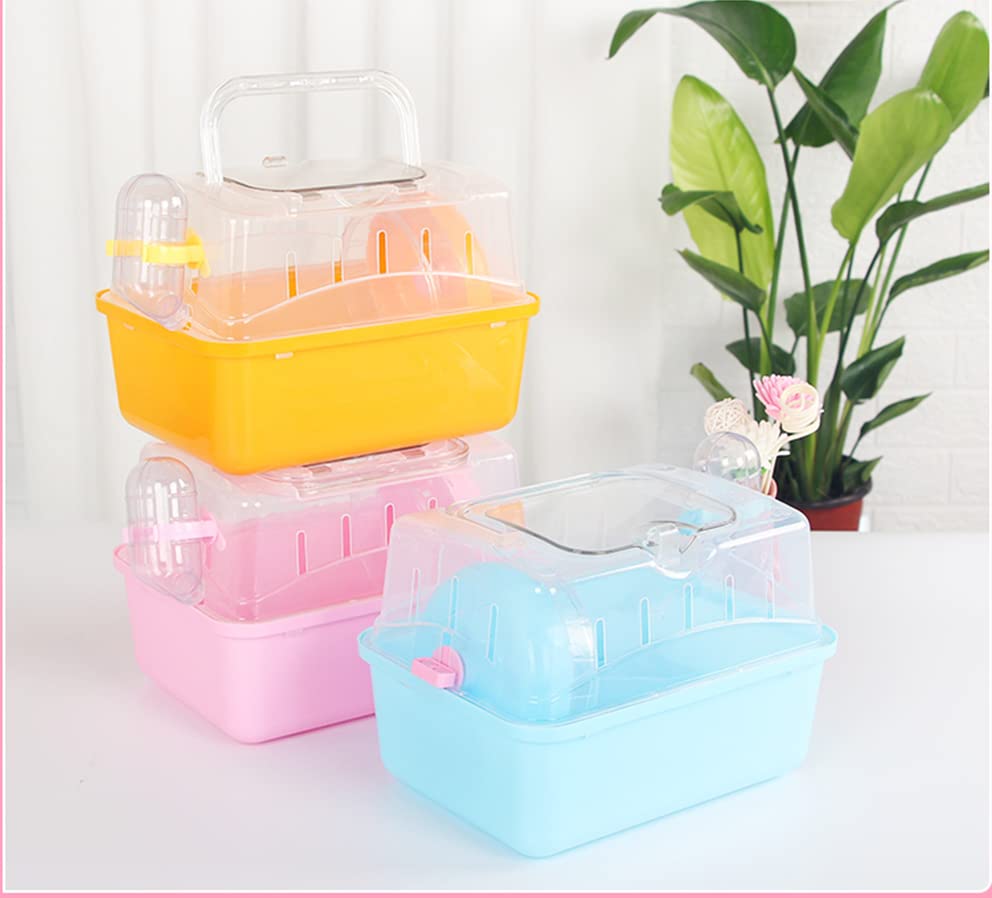 Misyue Portable Carrier Hamster Carry Case Cage with Water Bottle Travel&Outdoor for Hamster Small Animals (Blue)