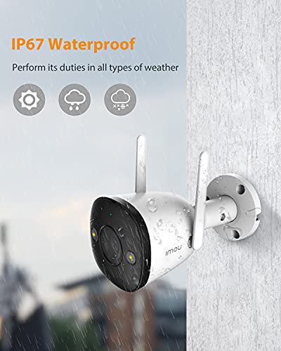 Imou Security Camera Outdoor Color Night Vision with Spotlight & Siren, 2.4G WiFi Camera IP67 for Home Security, 1080P with Human Detection, 2-Way Audio, Ethernet Port and SD Card Slot, Bullet 2