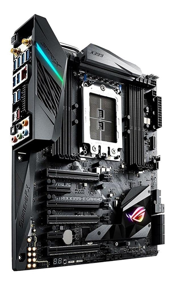 ASUS ROG STRIX X399-E GAMING AMD Ryzen Threadripper TR4 DDR4 M.2 U.2 X399 EATX HEDT Motherboard with onboard 802.11AC WiFi, USB 3.1 Gen2, and AURA Sync RGB Lighting