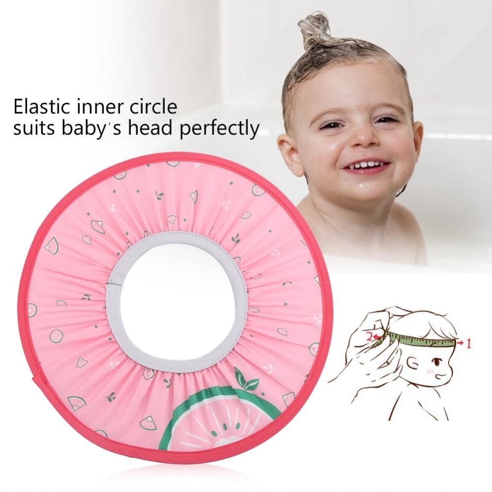 Baby Shower Cap, Baby Kids Shampoo Cap Waterproof Cloth Kids Bathing Shower Cap Bathing Protection Hat(Pink)