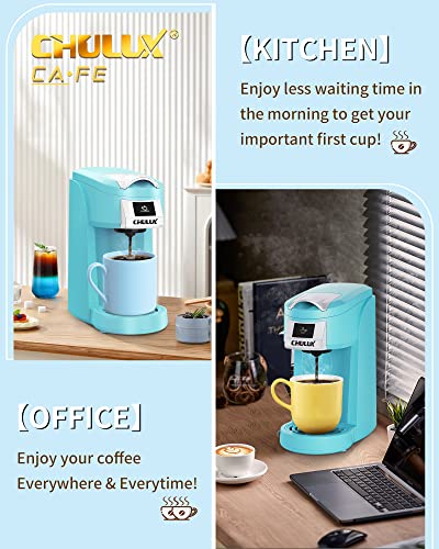 CHULUX Upgrade Single Serve Coffee Maker for K CUP, Mini Coffee Maker Single Cup 5-12oz Coffee Brewer, 3 in 1 Coffee Machine for K Cups Pod Capsule Ground Coffee Tea, One Touch Fast Brewing in Minutes