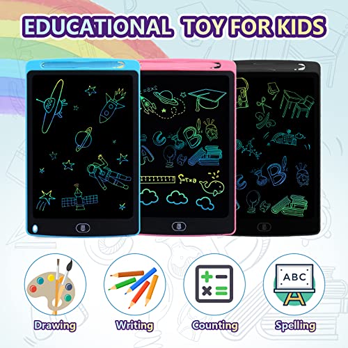 3 Pack LCD Writing Tablet for Kids, 10 in Doodle Board Drawing Tablet, Erasable Reusable Colorful Drawing Pad and Toddler Drawing Writing Board for 3 4 5 6 Girls Boys