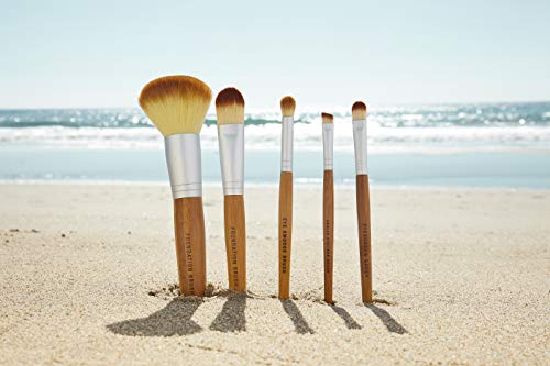 Bamboo Naturals Makeup Brushes, Natural Bamboo Handles, Includes Five Brushes: Powder Foundation and Liquid Foundation Brush, Eyeshadow Brush, Smudge Brush, Angled Eyeliner Brush, 11 x 1.3 x 7, 5 PC