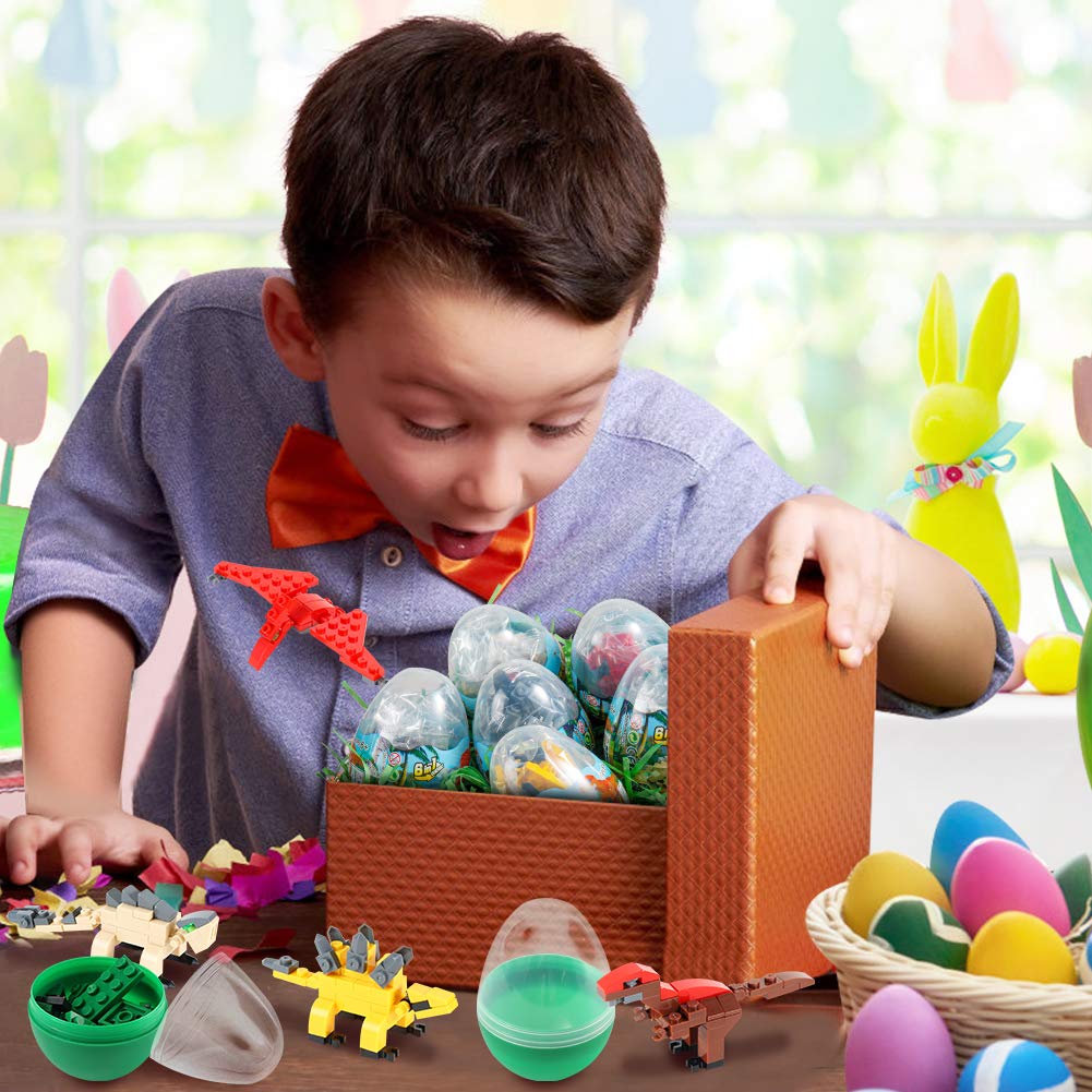 3 otters 6PCS Dinosaur Building Blocks, Dinosaur Eggs with Dinosaurs Building Kit Inside, Dinosaur Toys GIFS for Kids Surprise, Classroom Events, Carnival Prizes