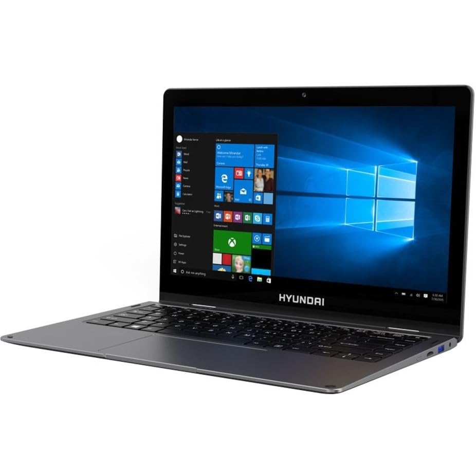 HYUNDAI HY HyFlip 13.3 inch Touch Screen Laptop, Intel Apollo Lake Celeron N3350, 4GB RAM, 64GB eMMC, Windows 10 Home S, MicroSD Slot, 13.3" 1920x1080 FHD Display, WiFi & Bluetooth Space Grey, 5000mAh