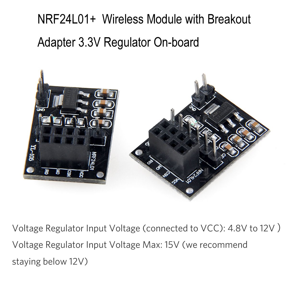 MakerFocus 3pcs NRF24L01+PA+LNA Wireless Transceiver RF Transceiver Module 2.4G 1100m with Antenna and 3pcs NRF24L01+ Breakout Adapter with 3.3V Regulator on-Board for Ar duino