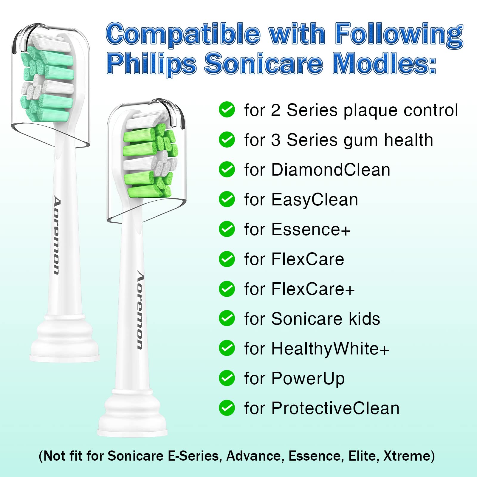 Aoremon Replacement Heads for Sonicare Philips Toothbrush: Compatible with Sonicare DiamondClean HX6063/65, 2 Series Hx9023/65 and Other Click on Electric Toothbrush